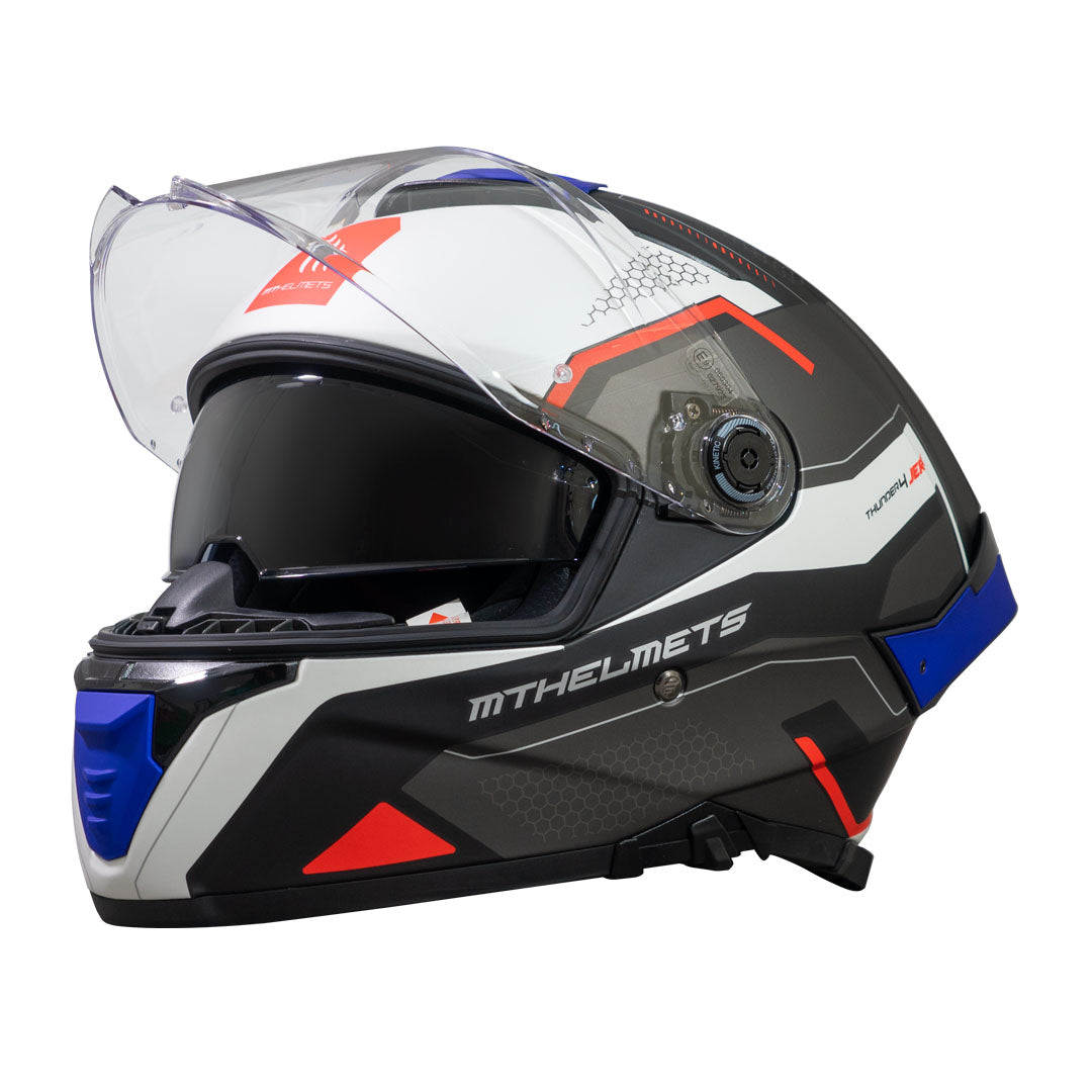 Casco MT Helmets Thunder 4 SV Jerk B7 Azul Perla Mate + Pinlock Inclui ...